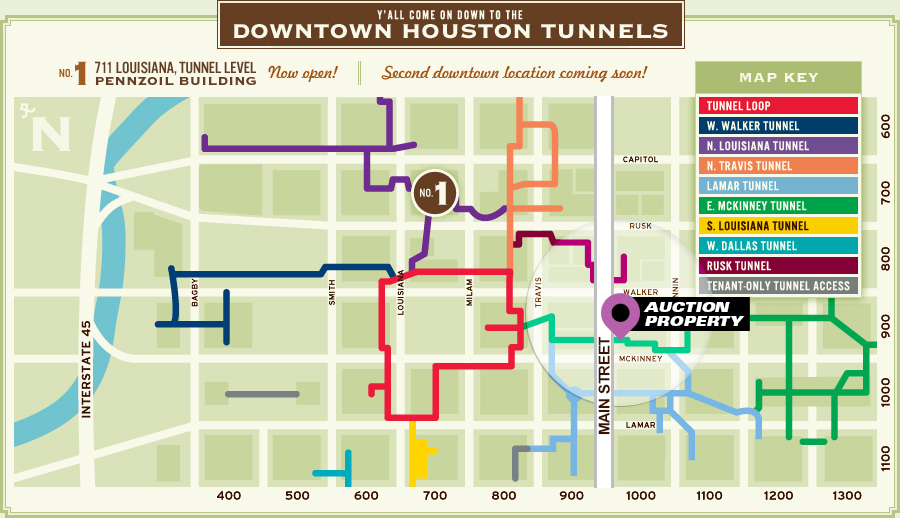 Downtown Houston Underground Tunnel Map